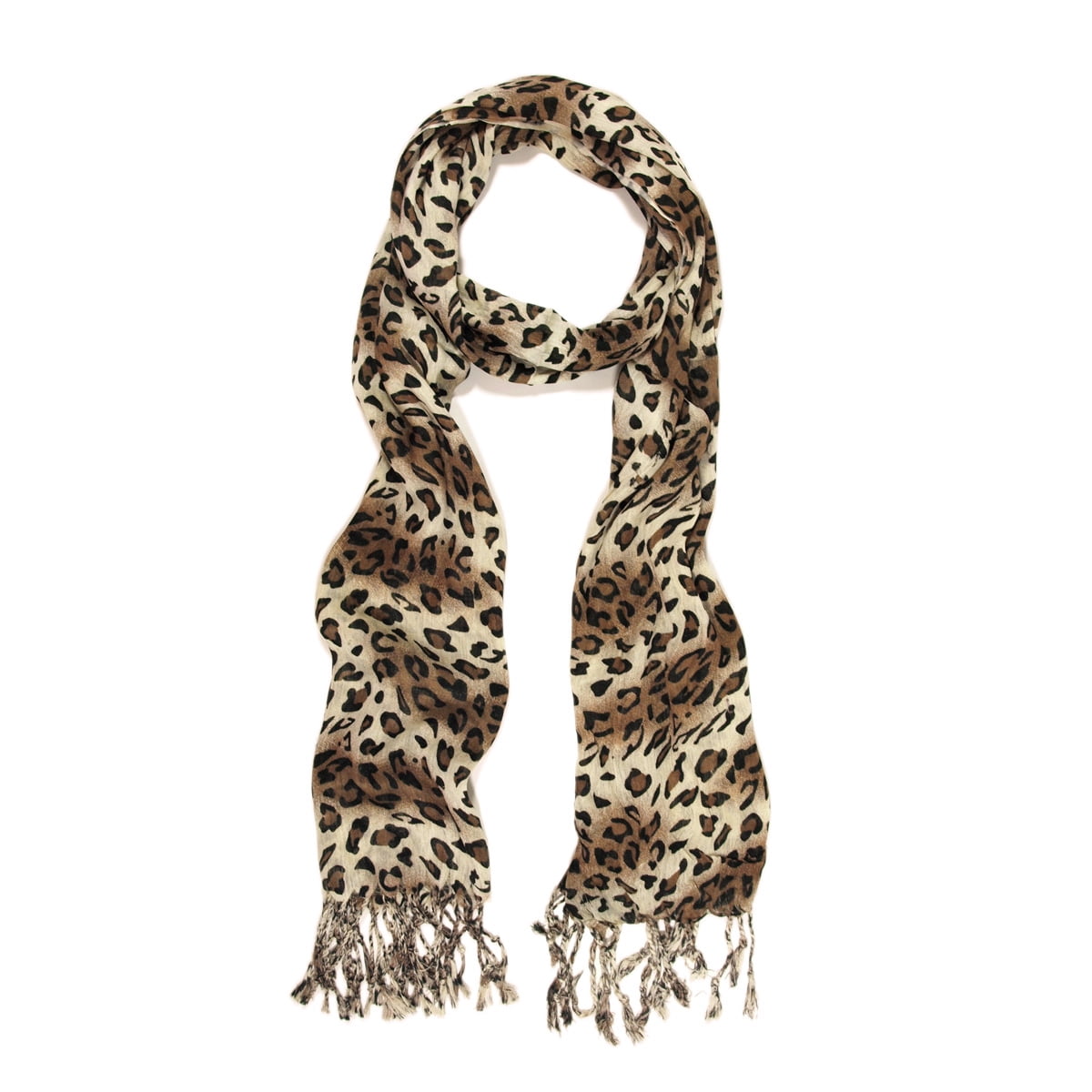 Elegant Leopard Animal Print Scarf with Fringe - Walmart.com