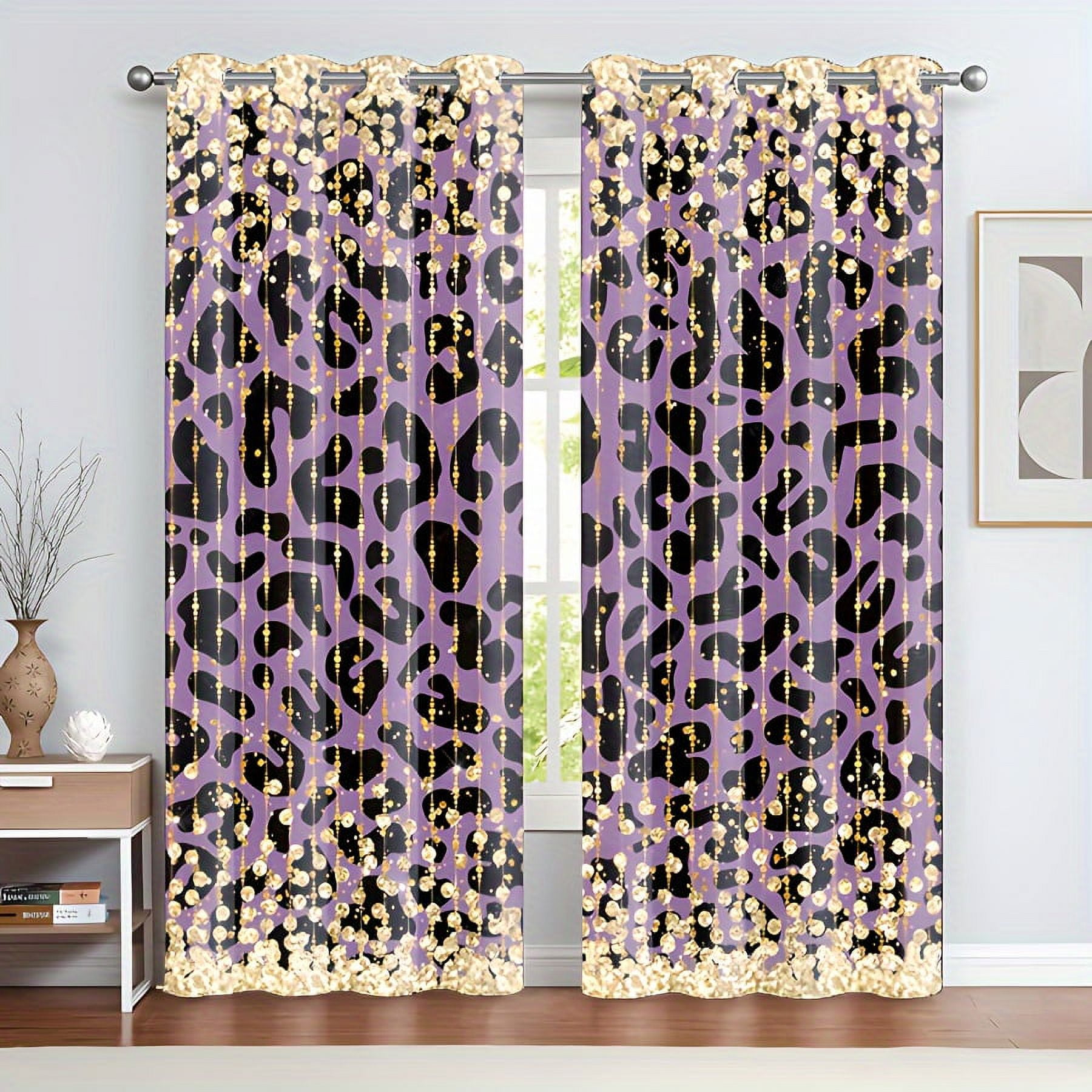 Elegant Leopard Print Curtains with Golden Flourishes for Your Living ...