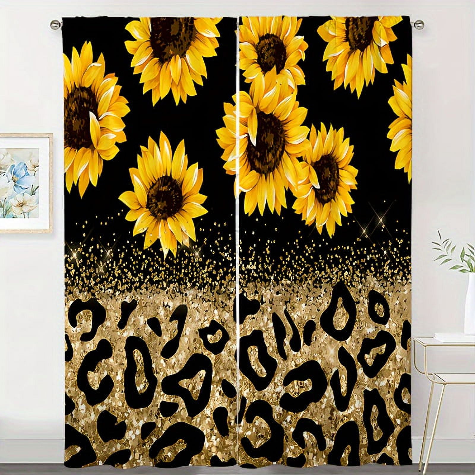Elegant Leopard Print Curtains with Golden Flourishes for Your Living ...