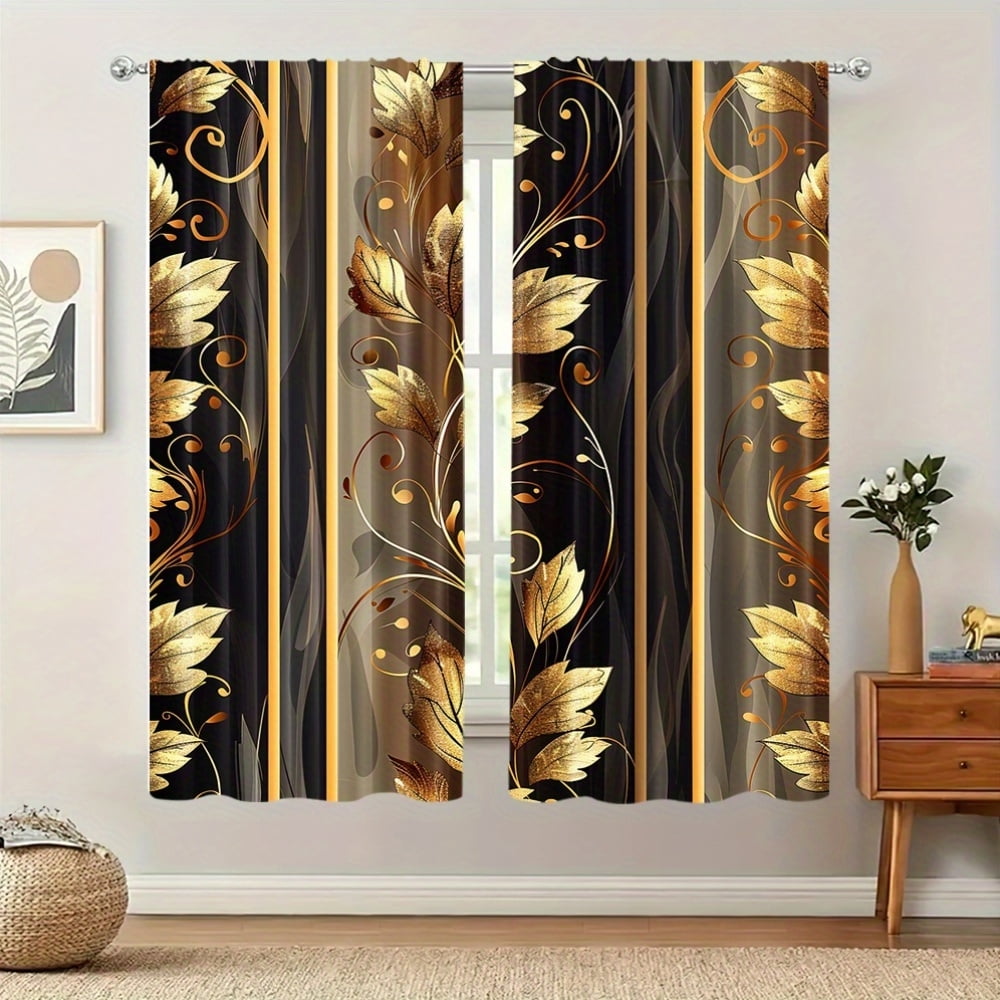 Elegant Leopard Print Curtains with Golden Flourishes for Your Living ...