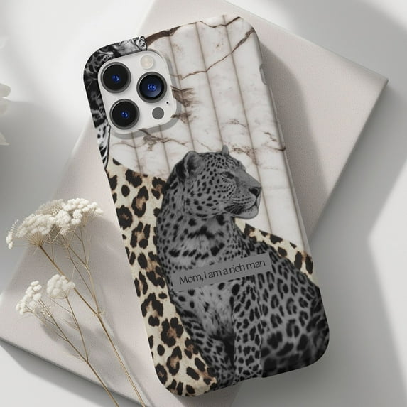 Elegant Leopard Print Marble Mosaic Phone Case for 17 16 15 14 13 12 11 ...