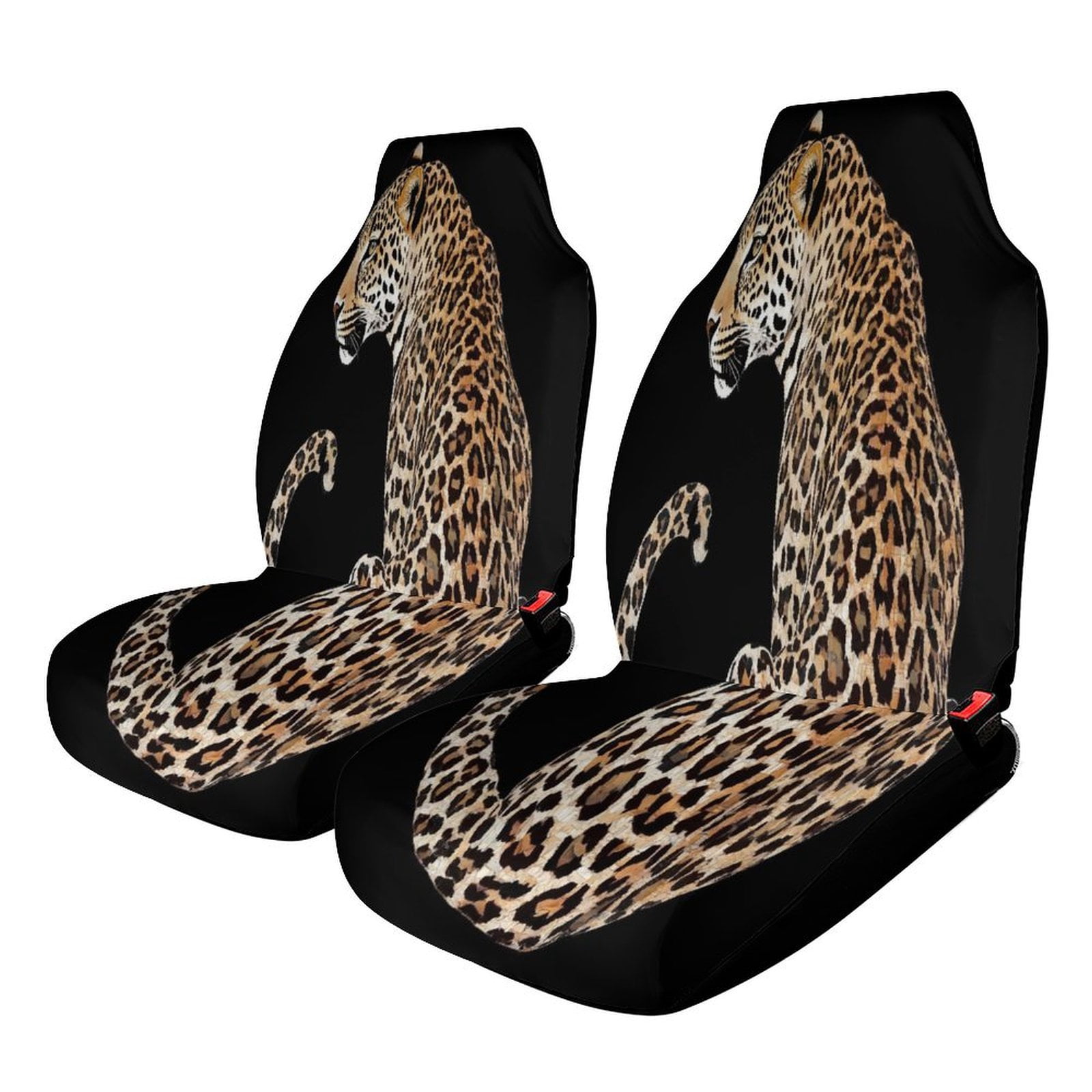 Elegant Leopard Sits Dark Background Car Seat Covers Front Seats ...