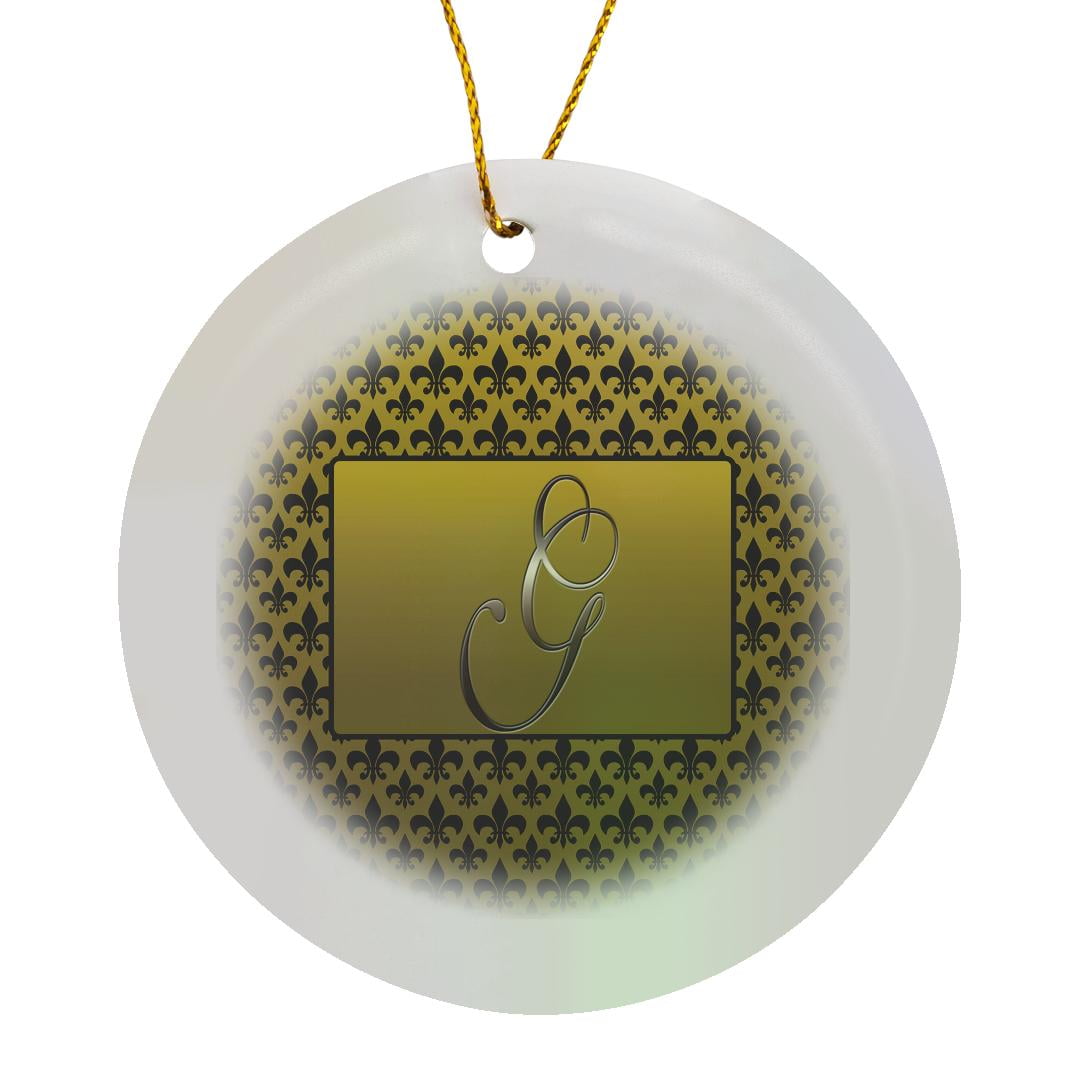 3drose, Elegant Letter G Embossed in Gold Frame over a Black Fleur-de ...