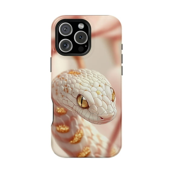 Elegant Light Pink Snake Gold Pattern Phone Case with iPhone 17 to 11 ...