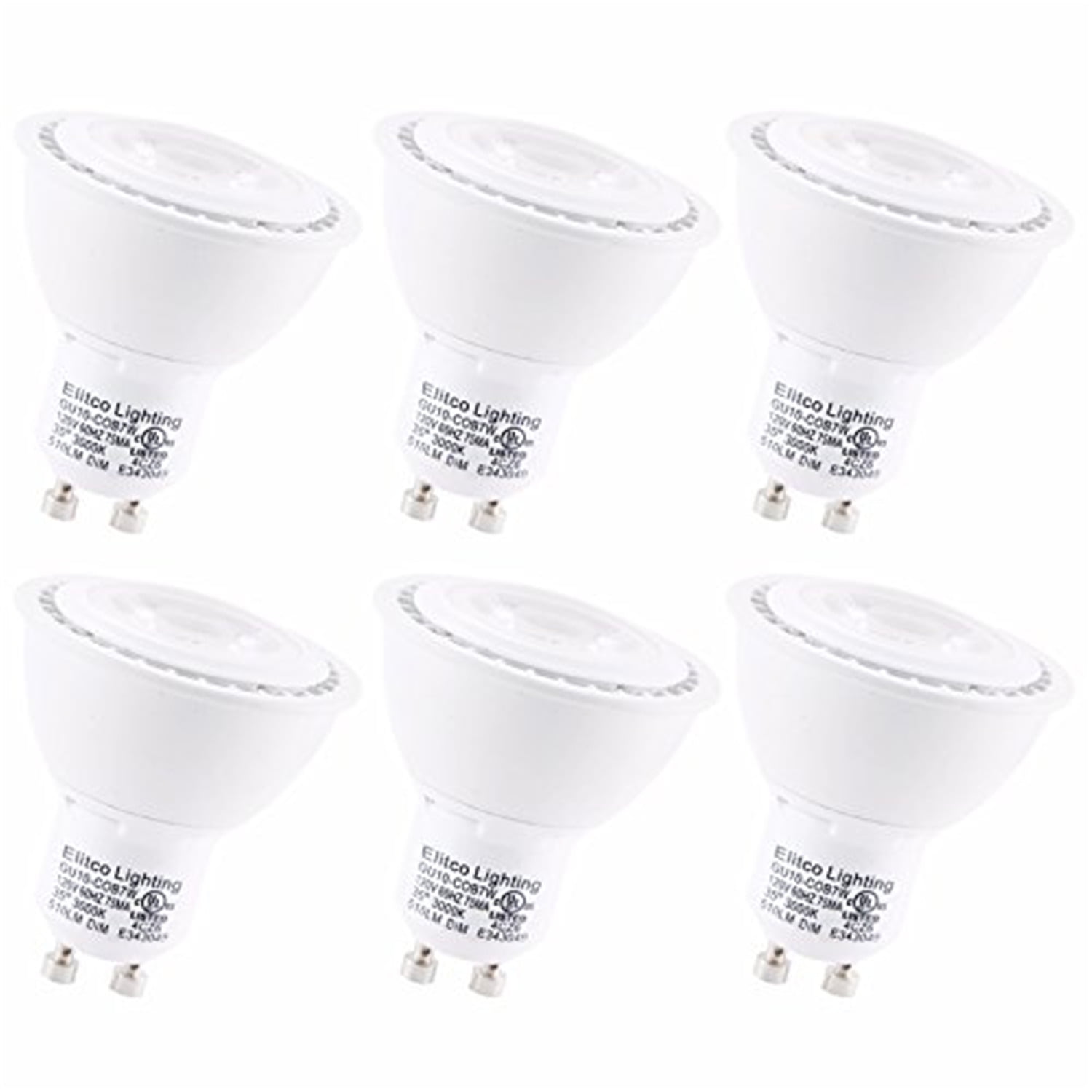 LED GU10 light bulb, 3000K, 35, CRI80, UL, 7W, 50W EQUIVALENT, 25000HRS ...