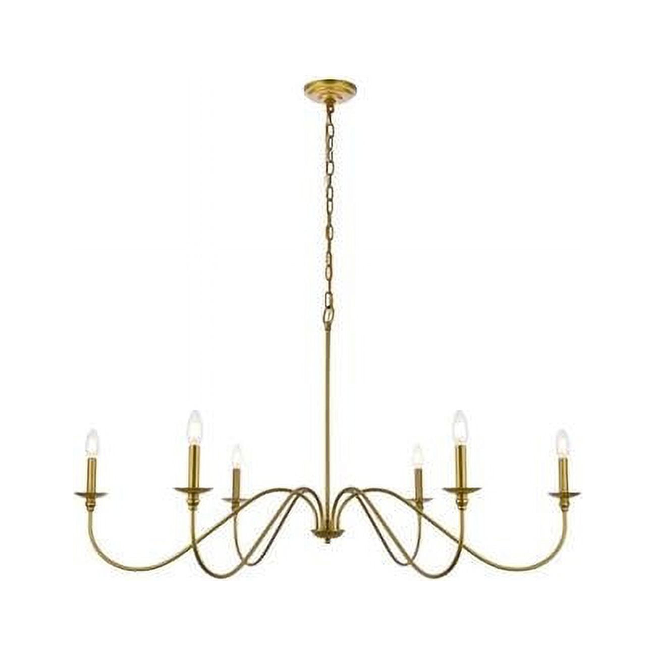 Living District Elegant Lighting Rohan 6-Light Brass Chandelier, 48 ...