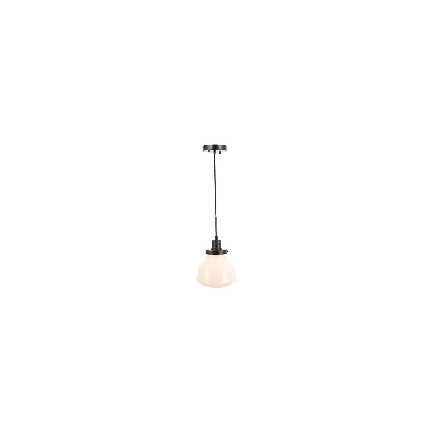 Living District Lyle 1 light Black and frosted white glass pendant ...