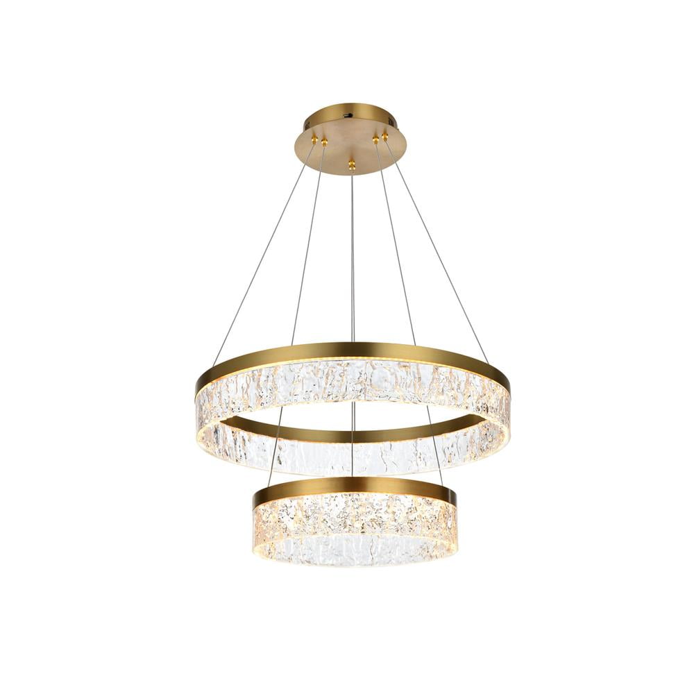 Elegant Lighting Linden 22 inch Adjustable LED chandelier in Satin Gold ...