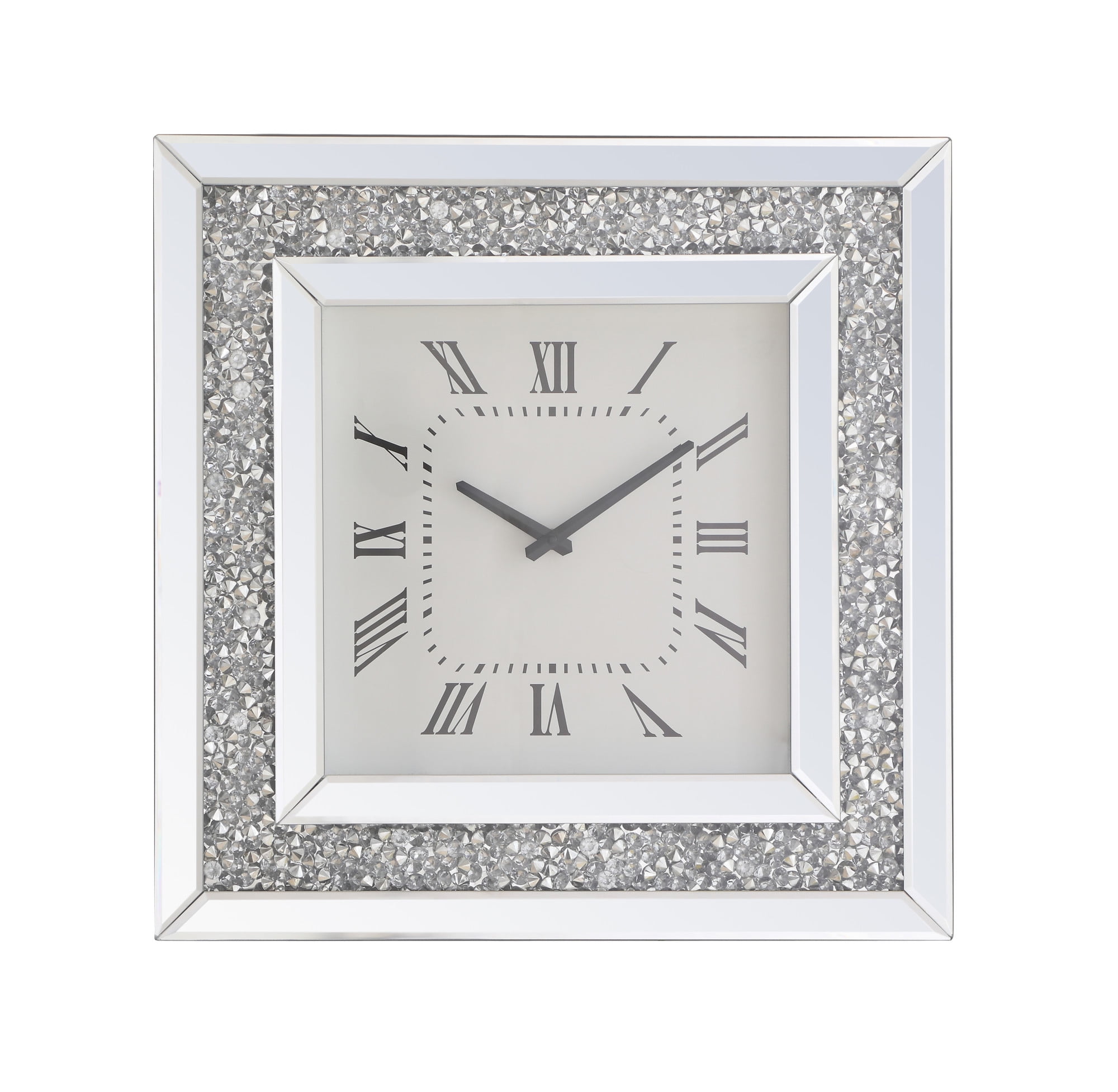 Elegant Lighting MR9205 Modern 20 Inch Wide Square Crystal Analog Wall ...