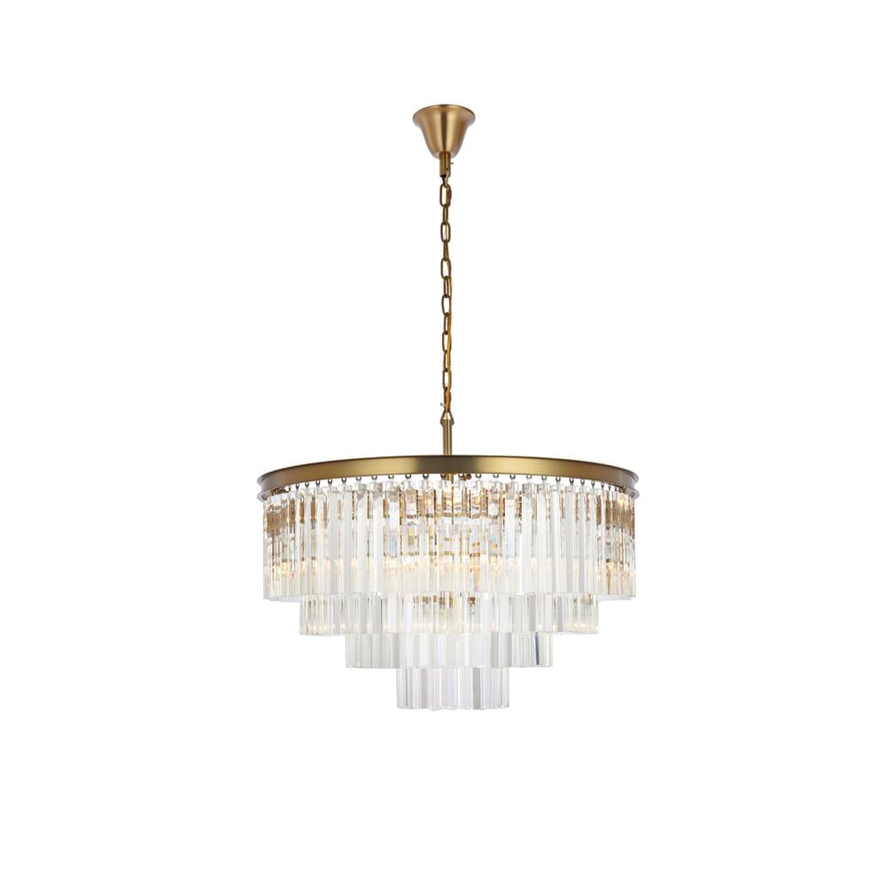 Elegant Lighting Sydney 32" Modern Metal/Crystal Chandelier in Satin ...