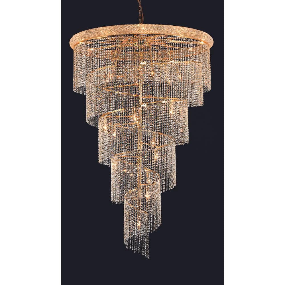 Elegant Lighting Value Spiral 29 light Gold Chandelier Clear Royal Cut ...