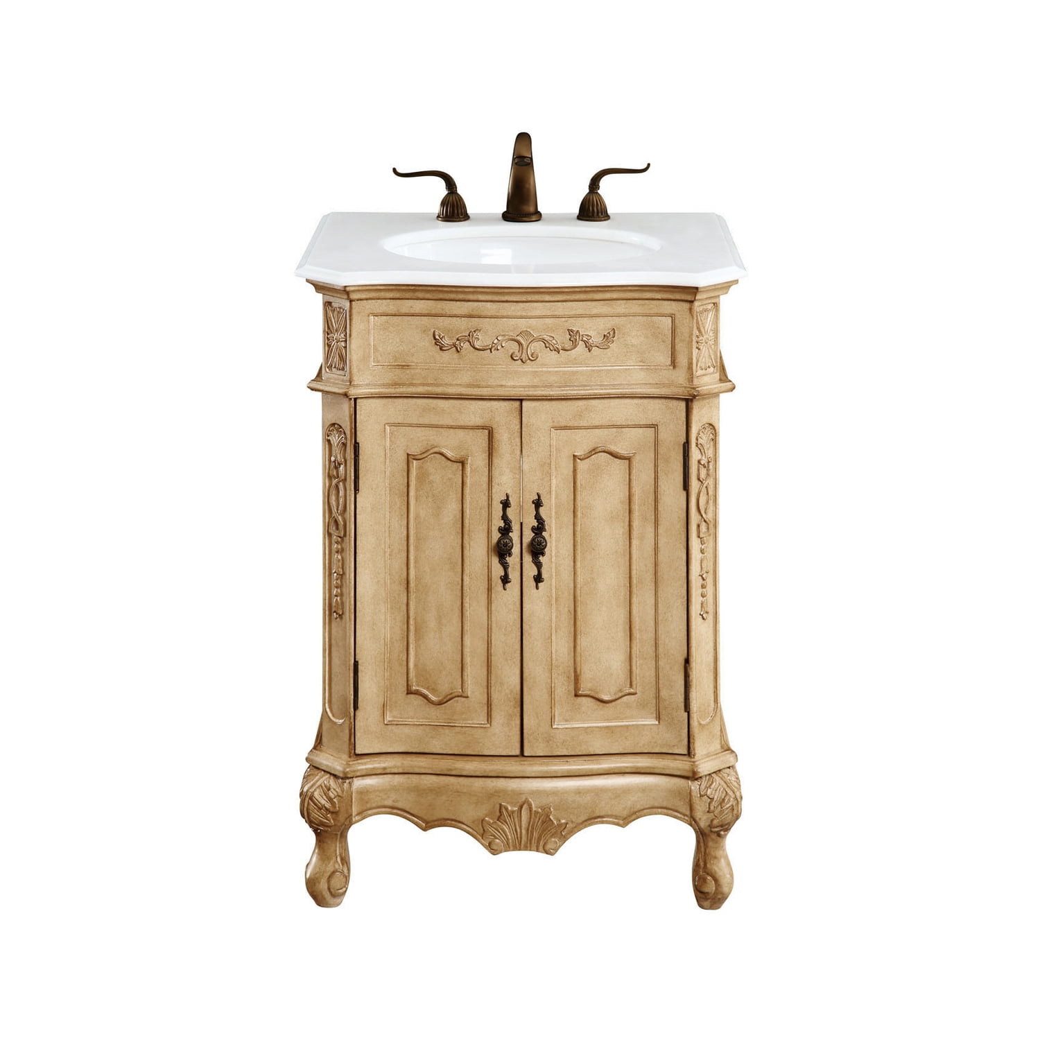 24 inch Single Bathroom vanity in Antique Beige with ivory white ...