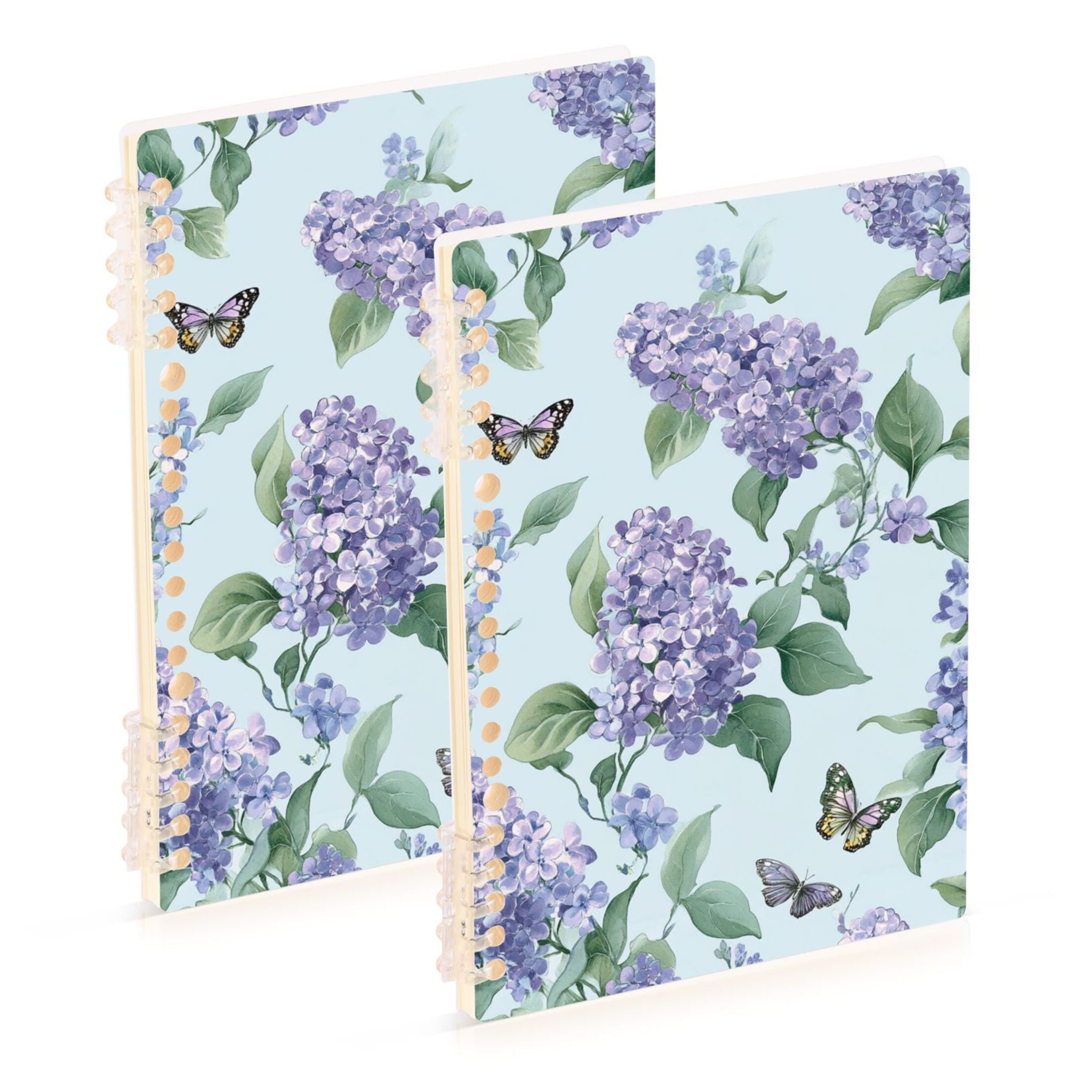 Elegant Lilac Flowers with Butterflies Notebook Detachable Coil Notebook Diary A5 Size 60 Pages ...