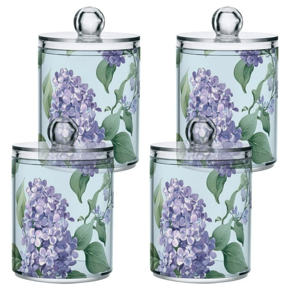 Elegant Lilac Flowers with Butterflies Translucent Plastic Cans Storage ...