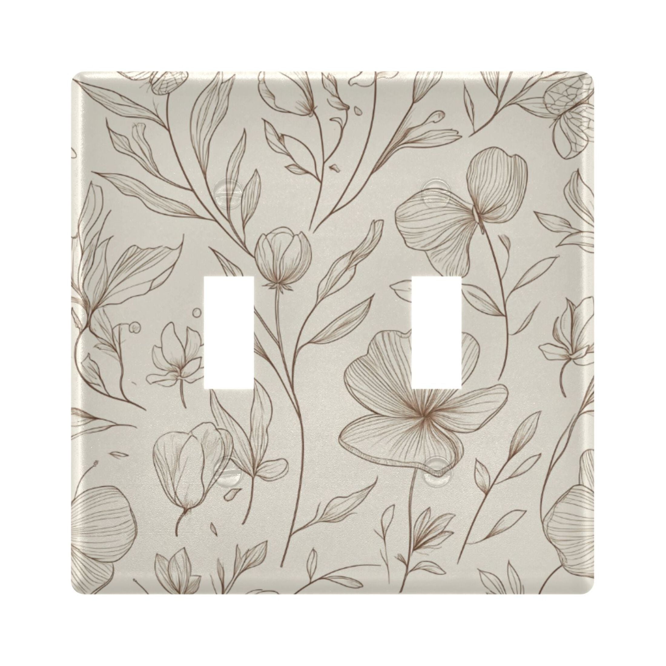 Elegant Line Art Floral Pattern Fireproof Switch Plate with Rounded ...