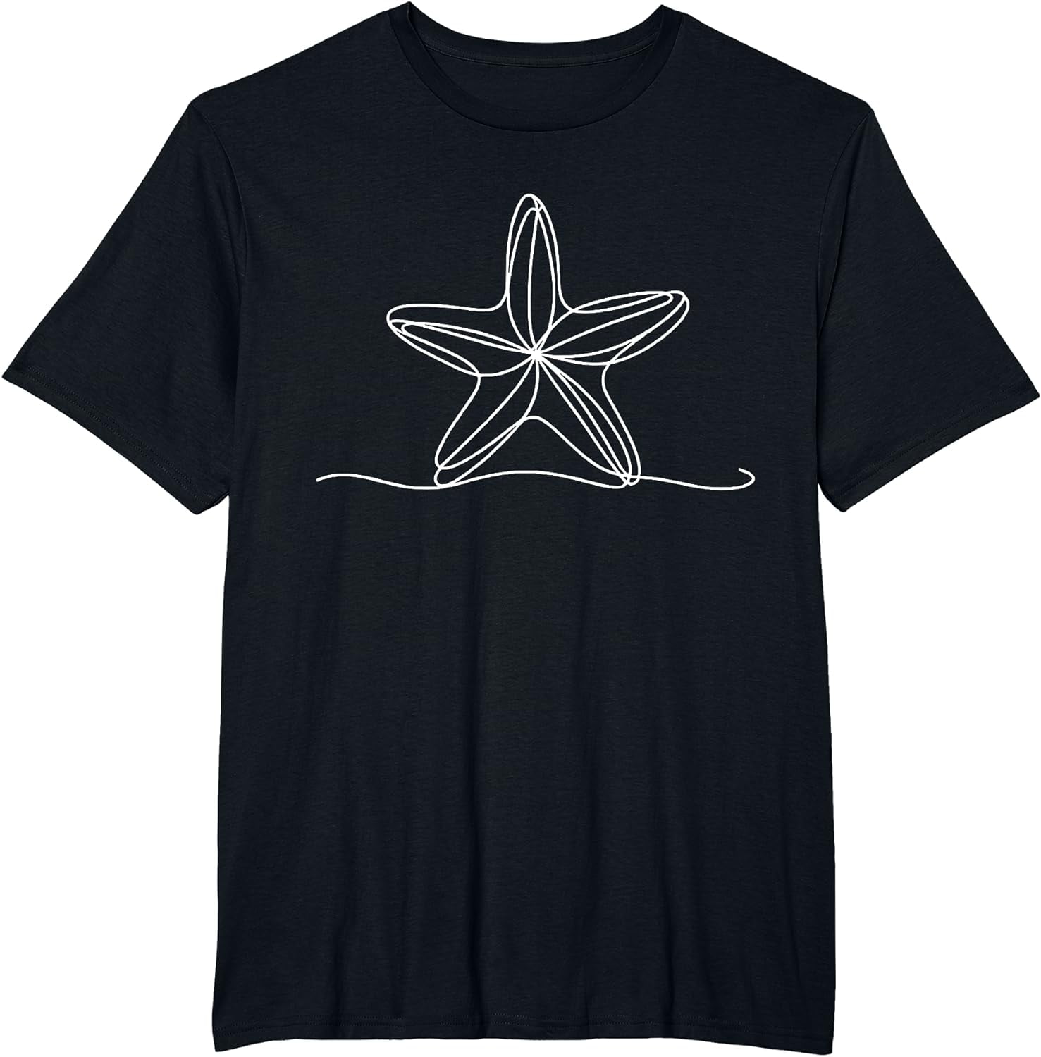 Elegant Line Art Simple Drawing Artwork Starfish T-Shirt - Walmart.com
