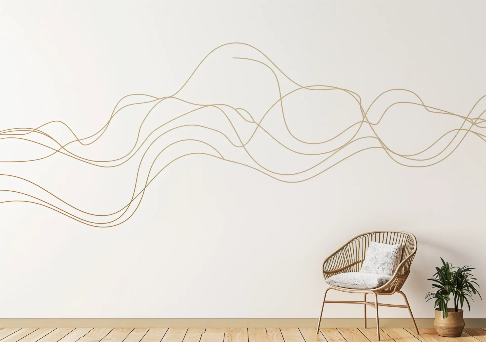 Elegant Line Art Wall Sticker | Line Twist Wall Decal | Swirl Wall ...
