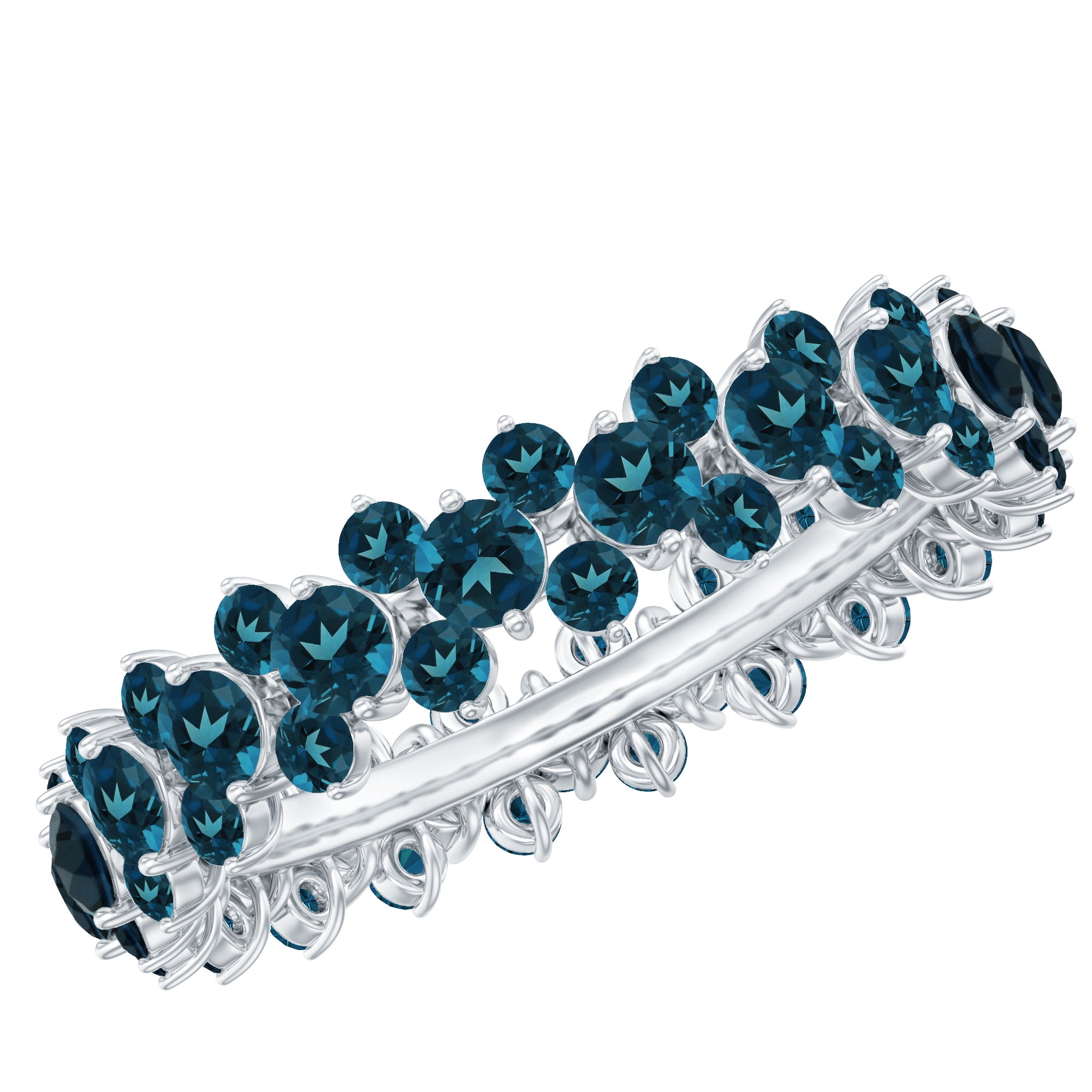 Elegant London Blue Topaz Flower Cluster Band Ring for Women (5 CT, AAA ...