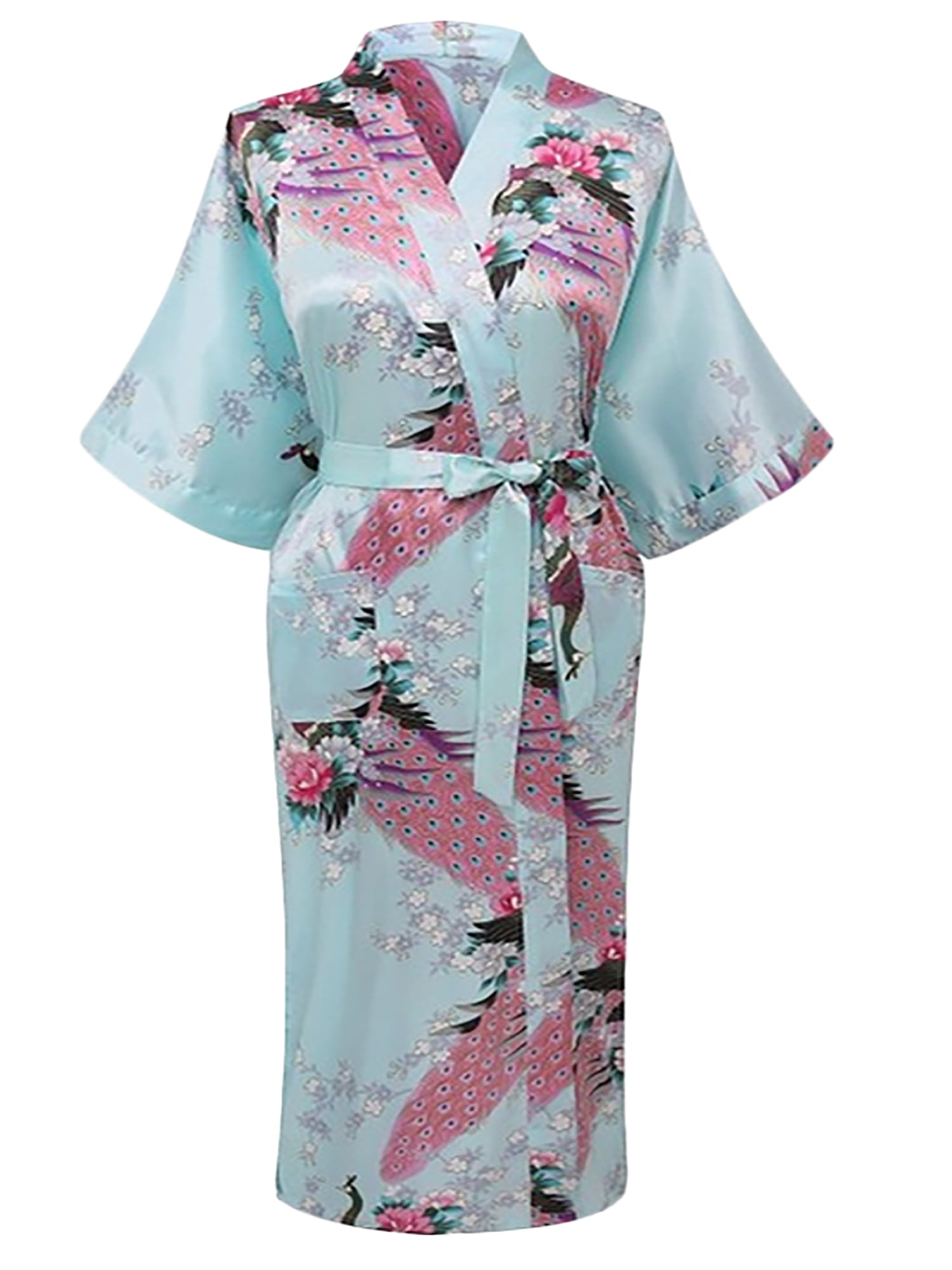 Elegant Long Floral Silk Kimono Womens Robe, Sizes 2 to 18, Brides and ...