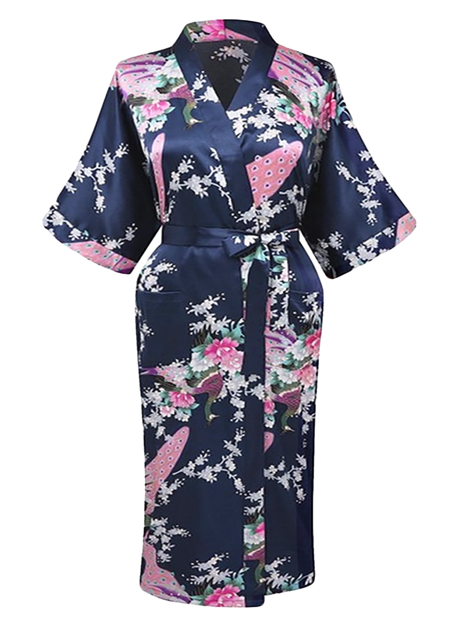 Elegant Long Floral Silk Kimono Womens Robe, Sizes 2 to 18, Brides and ...