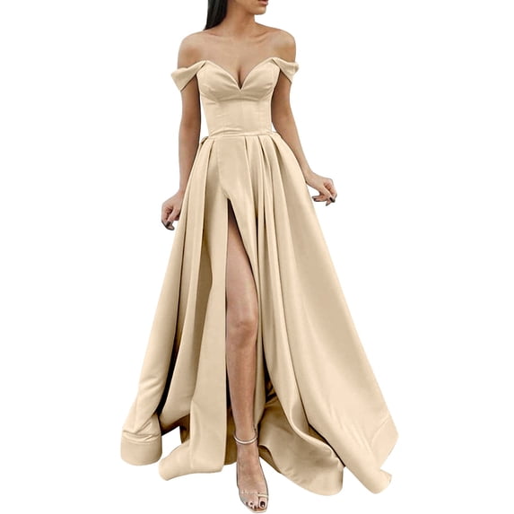 Elegant Long Satin Spaghetti Strap Prom Dress For Women Plus Size ...