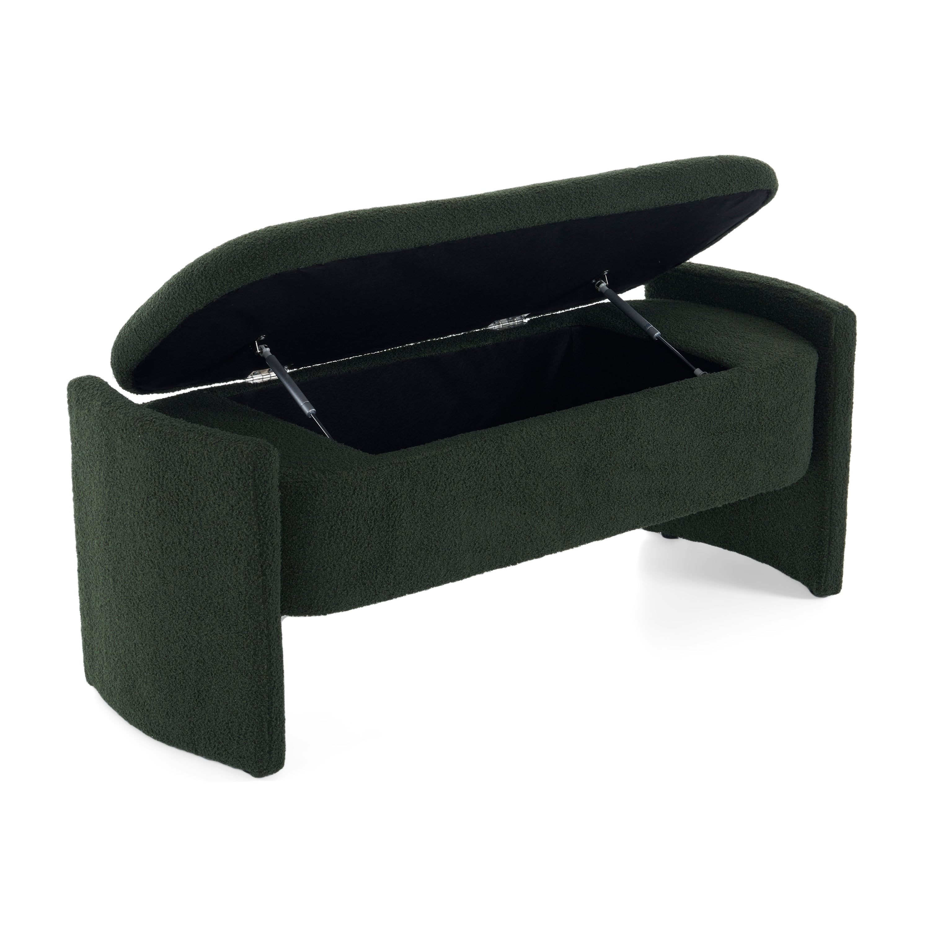 Elegant Long- Shaped Storage Ottoman Bench Of Boucle Material with ...