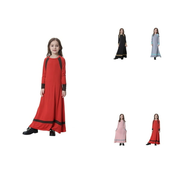 Elegant Long Sleeve Ethnic Dress for Teen Girls, Soft Full-Length Burka ...