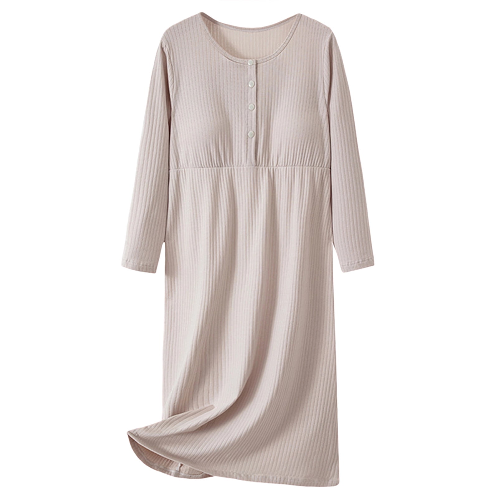 Elegant Long Sleeve Nursing Nightgown in Cotton Fabric for Stylish ...