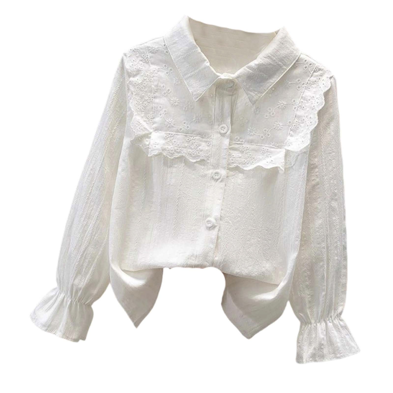 Elegant Long Sleeve Party Blouse for Girls Ruffled Button Down Shirt ...