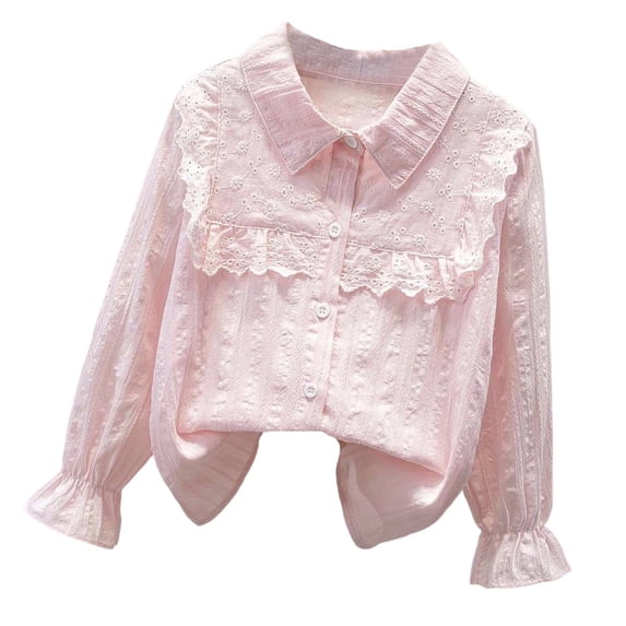 Elegant Long Sleeve Ruffle Blouse for Girls Formal School Party and ...