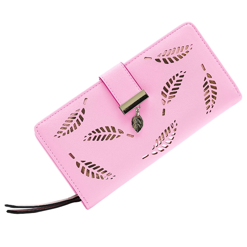 Elegant Long Women's Zipper Wallet with Leaf Design - Walmart.com