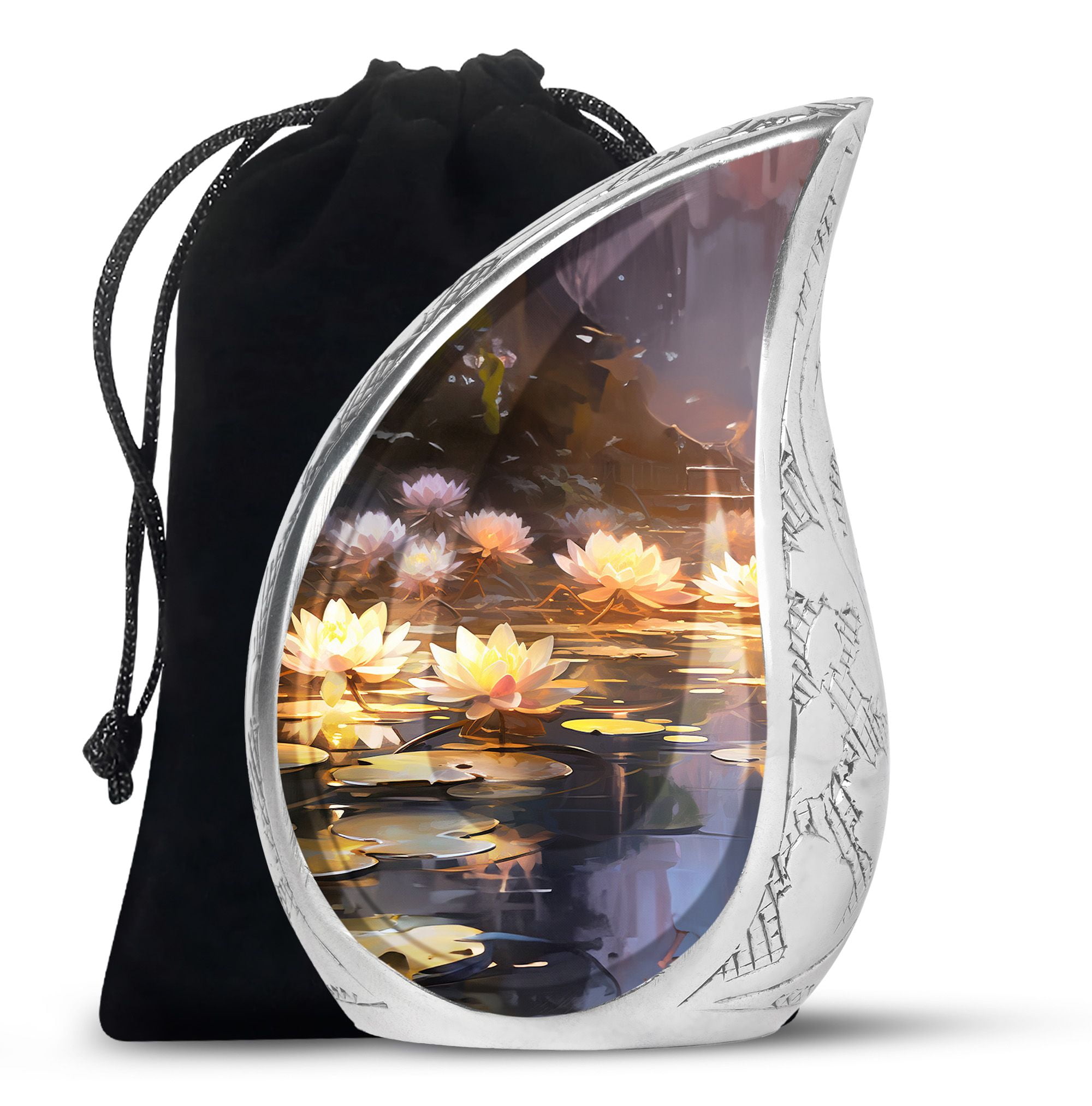Elegant Lotus Bloom Teardrop Urn, Cremation Urn for Ashes Men & Women ...