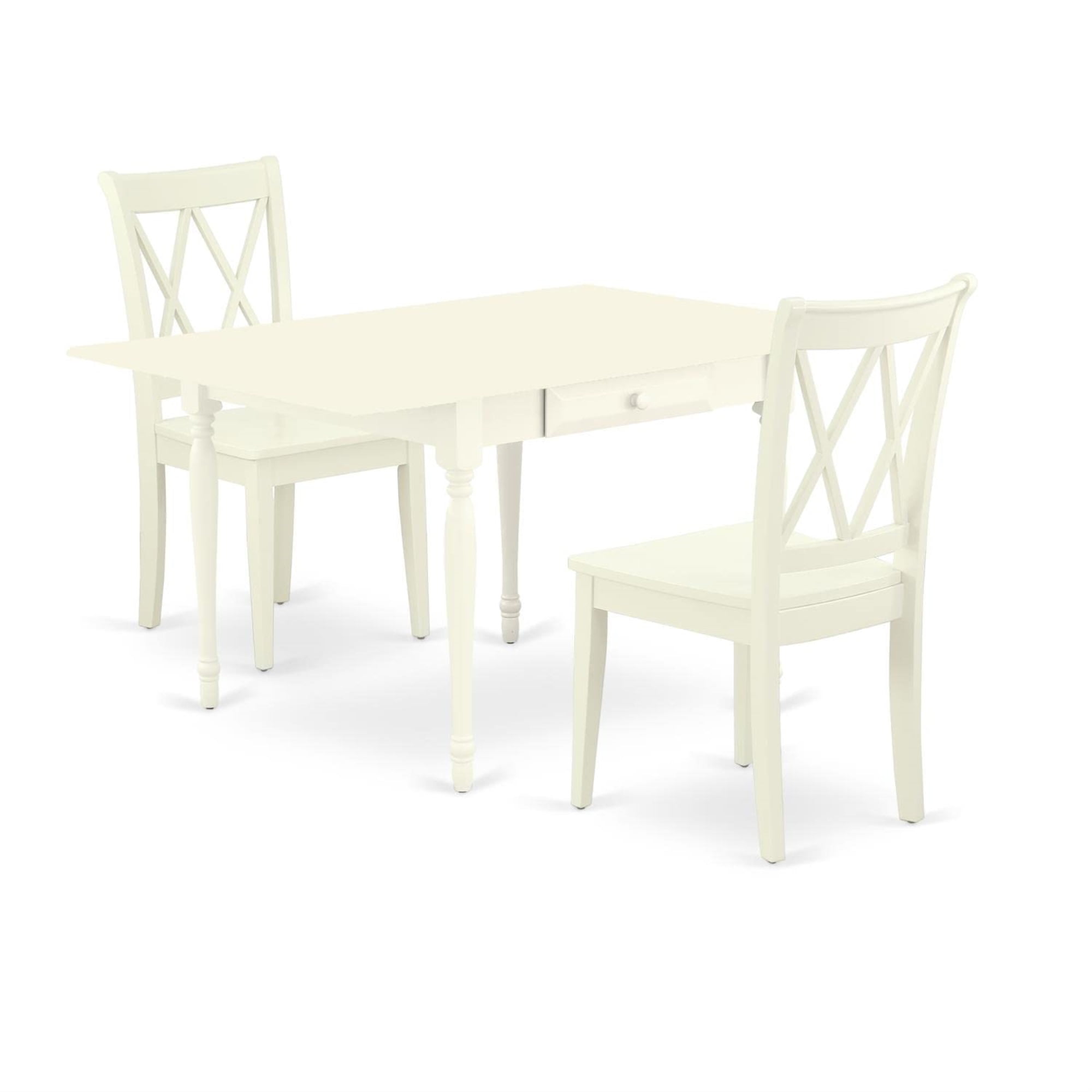 Elegant MZCL3-LWH-W Kitchen & Dining Room Table Set | Linen White ...