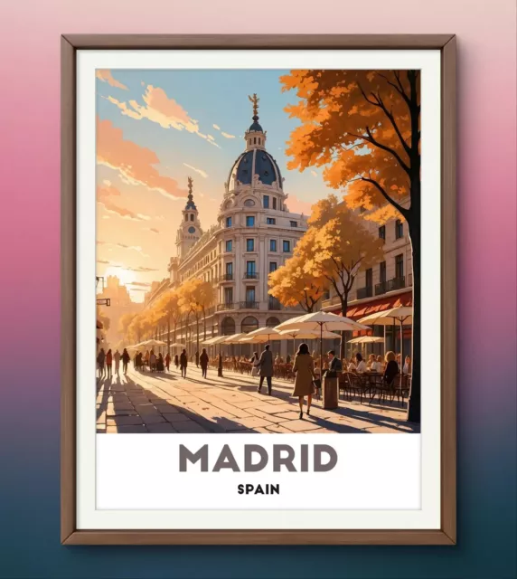Elegant Madrid Street Scene Poster NO FRAMED POSTER, Home Decor ...