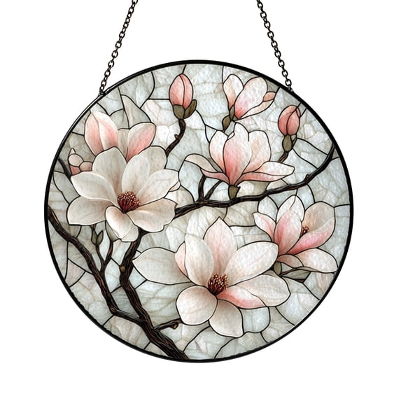 Elegant Magnolia Bloom Round Window Hanging Art - Walmart.com