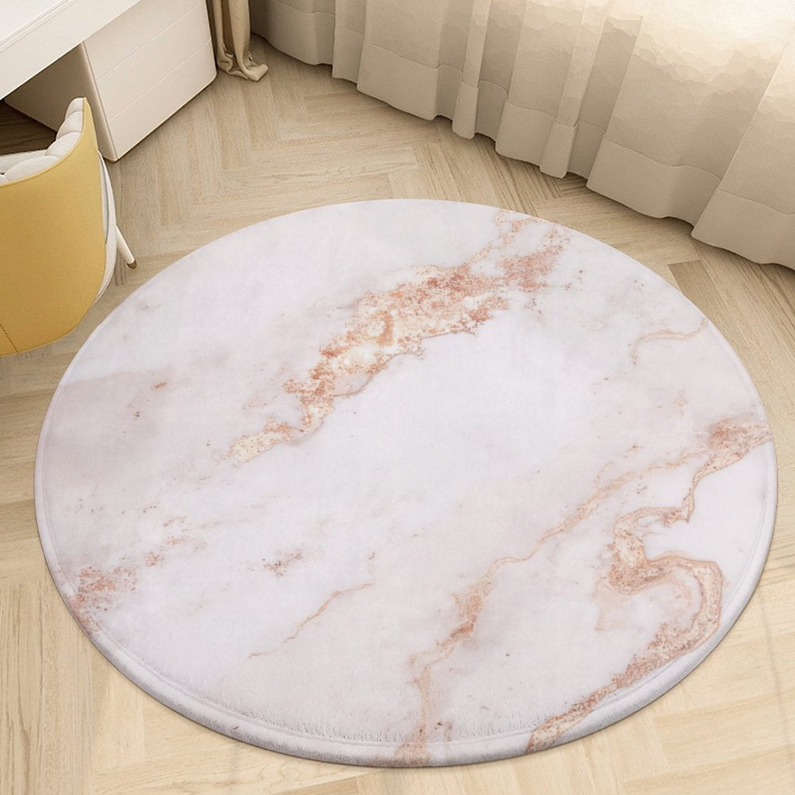 Elegant Marble Print Tiles Round Area Rugs for Bedroom Living Room, 6FT ...