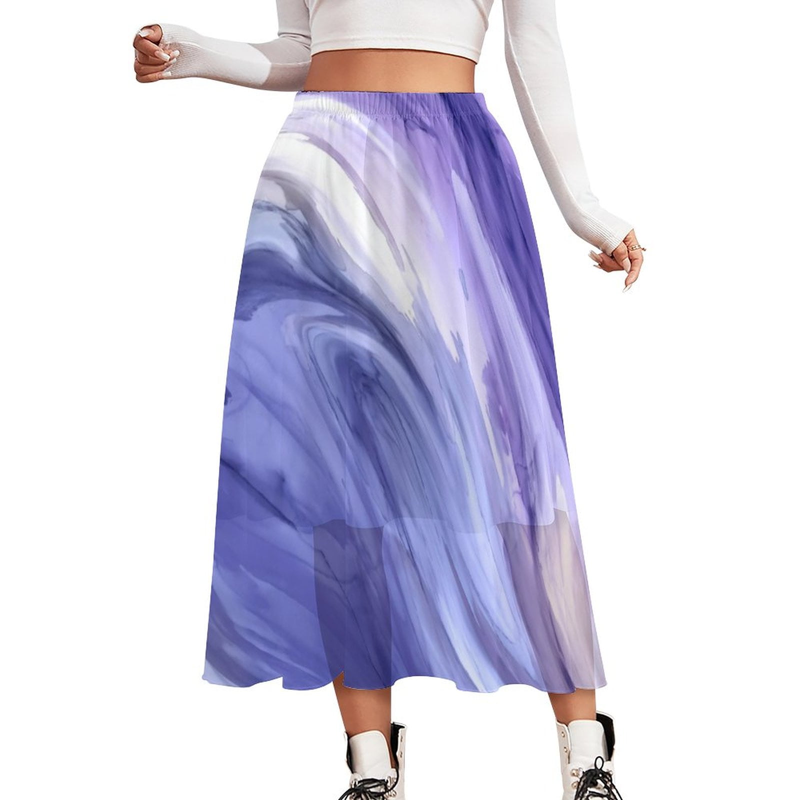 Elegant Marble Skirt Glold Glitter Print Aesthetic Casual Skirts Kawaii ...