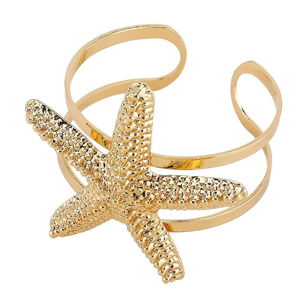 Elegant Marine Adjustable Bangle Showcasing Marine Starfish And Conch ...