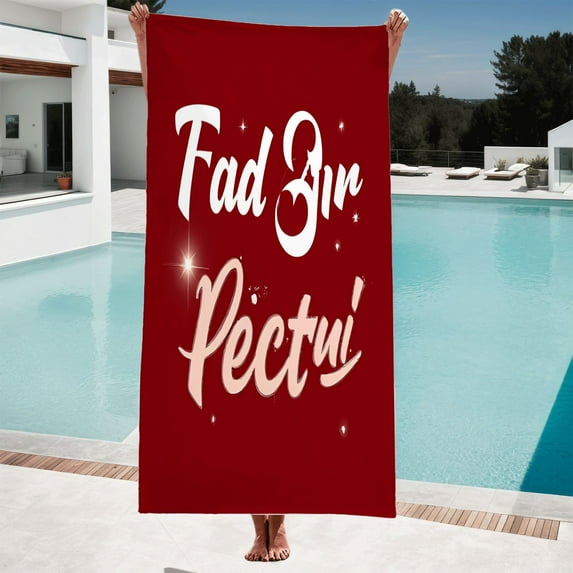 Elegant Maroon Beach Towel with Sparkling White & Light Pink Text ...