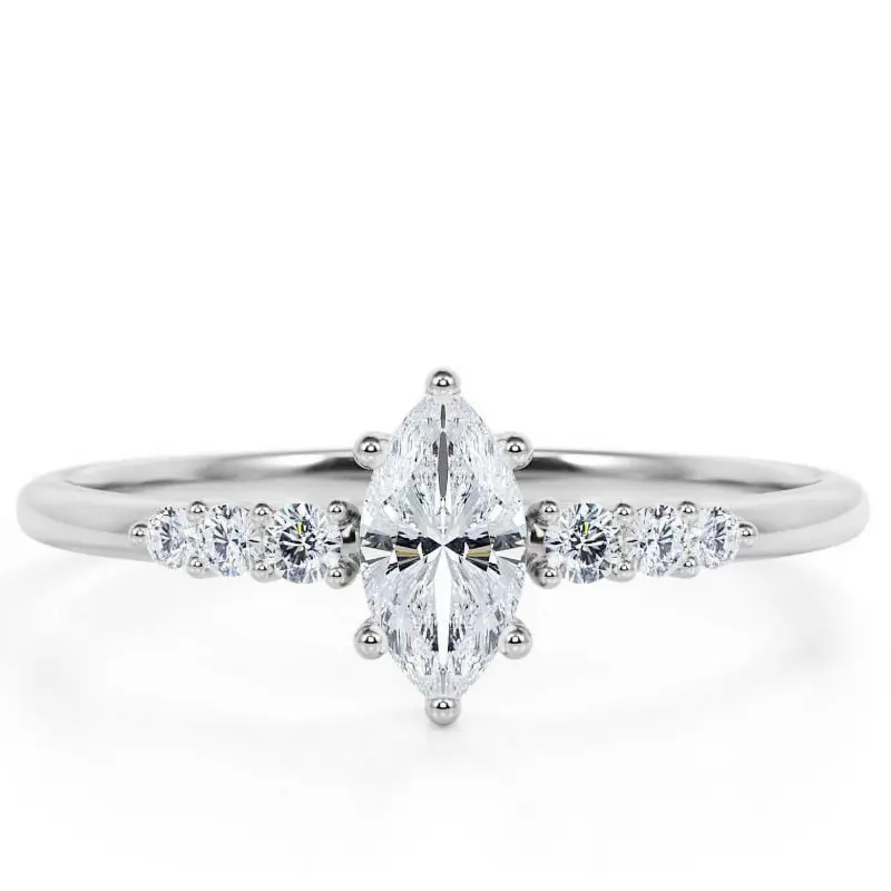 Elegant Marquise Cut 2 CT Engagement Ring 925 Silver Moissanite Diamond ...