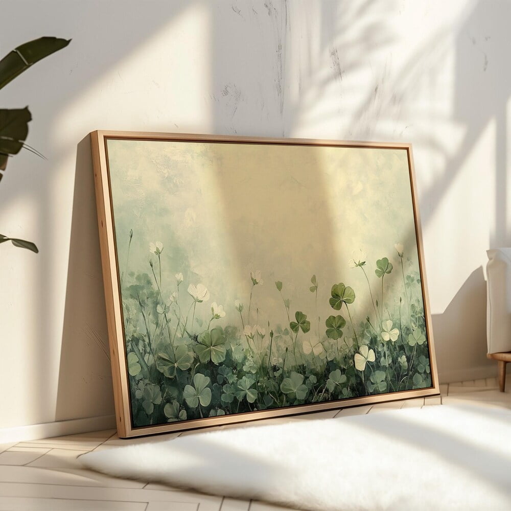 Elegant Meadow Of White And Green Shamrocks Art - Stunning Hangable ...