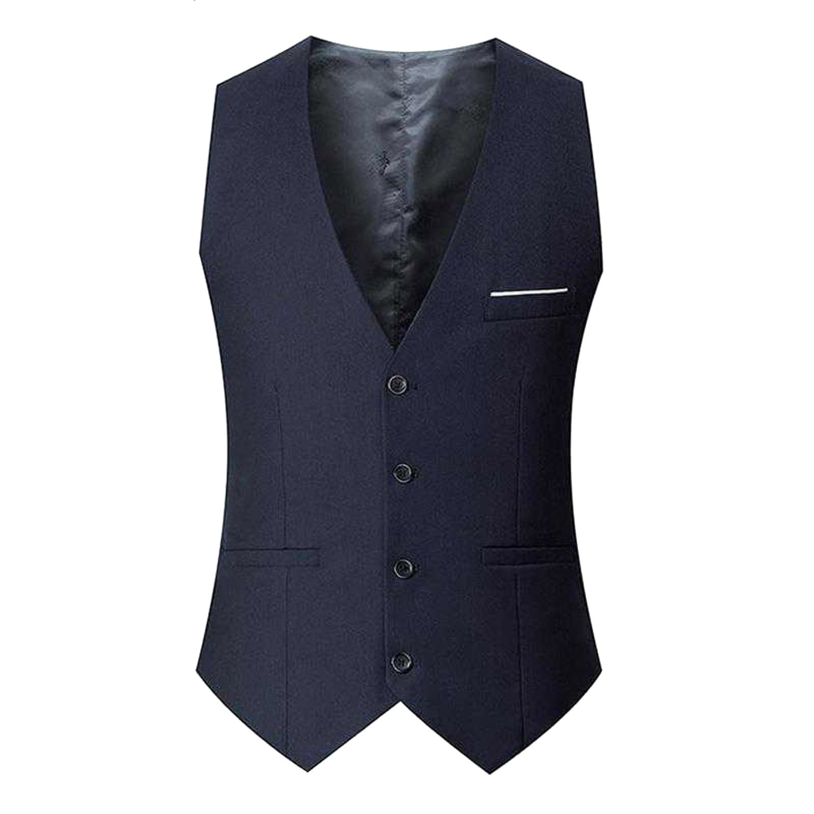 Elegant Men's Solid Color Formal Wedding Dress Vest Coat British Style ...