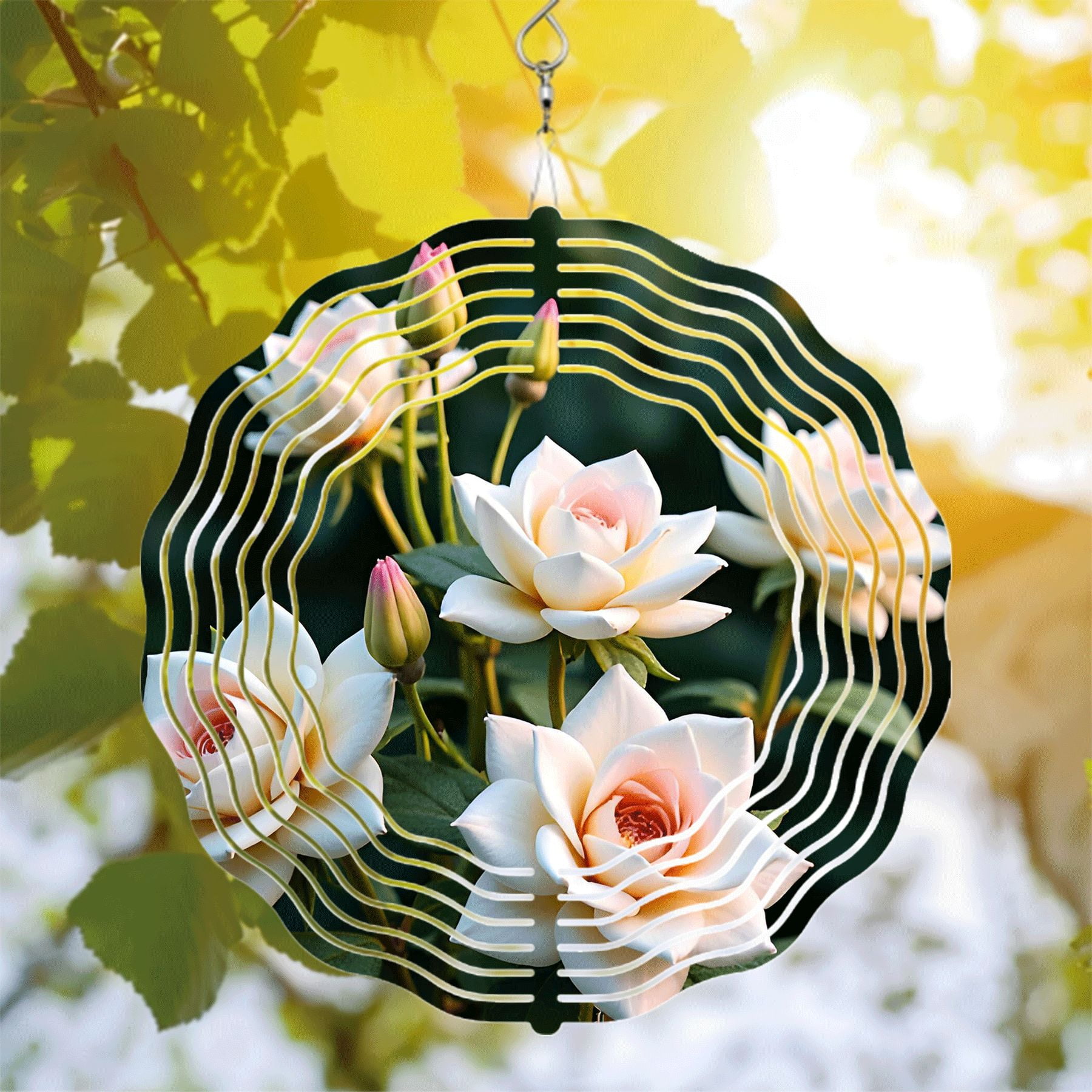 Elegant Metal Hanging Wind Spinner with Artistic Circular Design ...