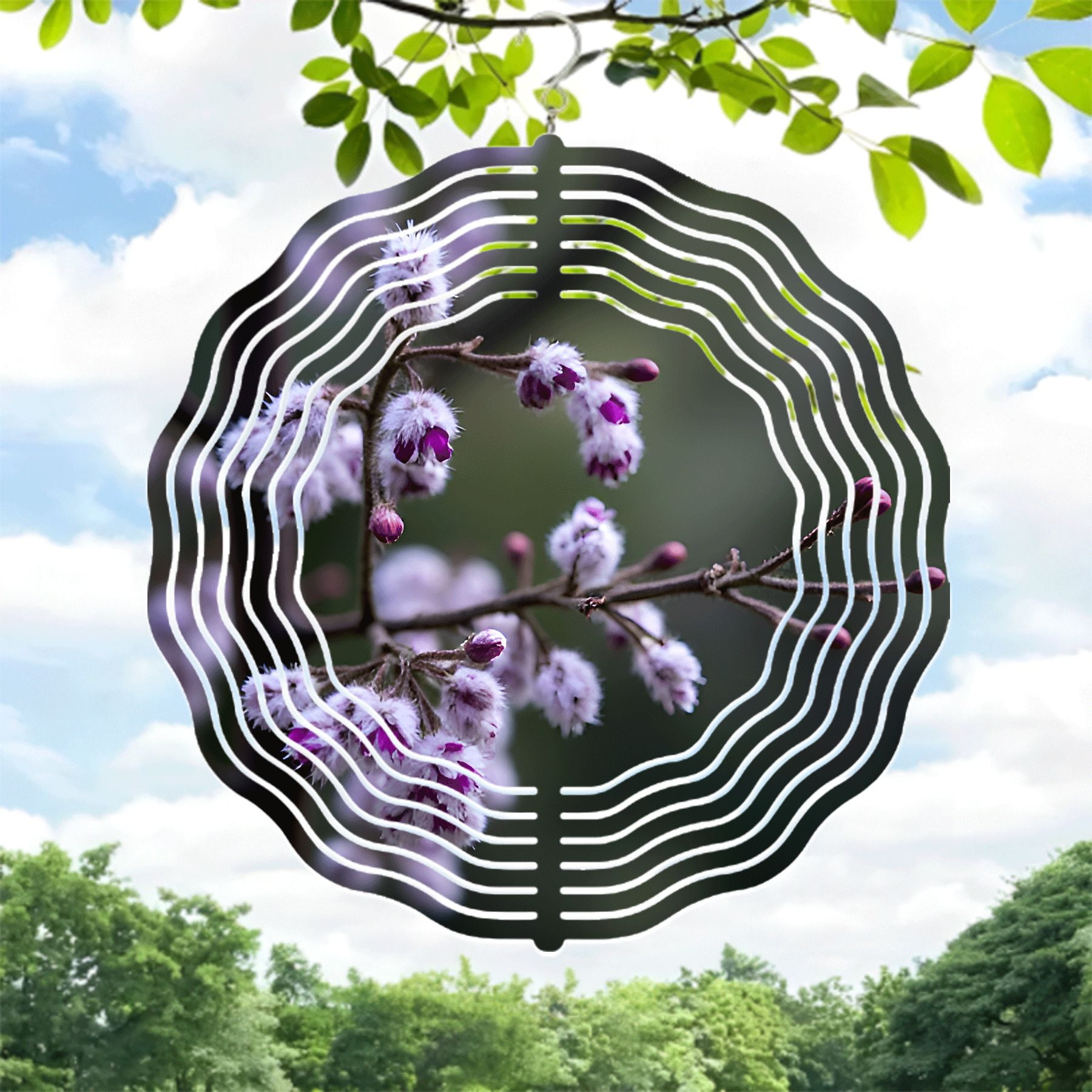 Elegant Metal Hanging Wind Spinner with Circular Design and Purple ...