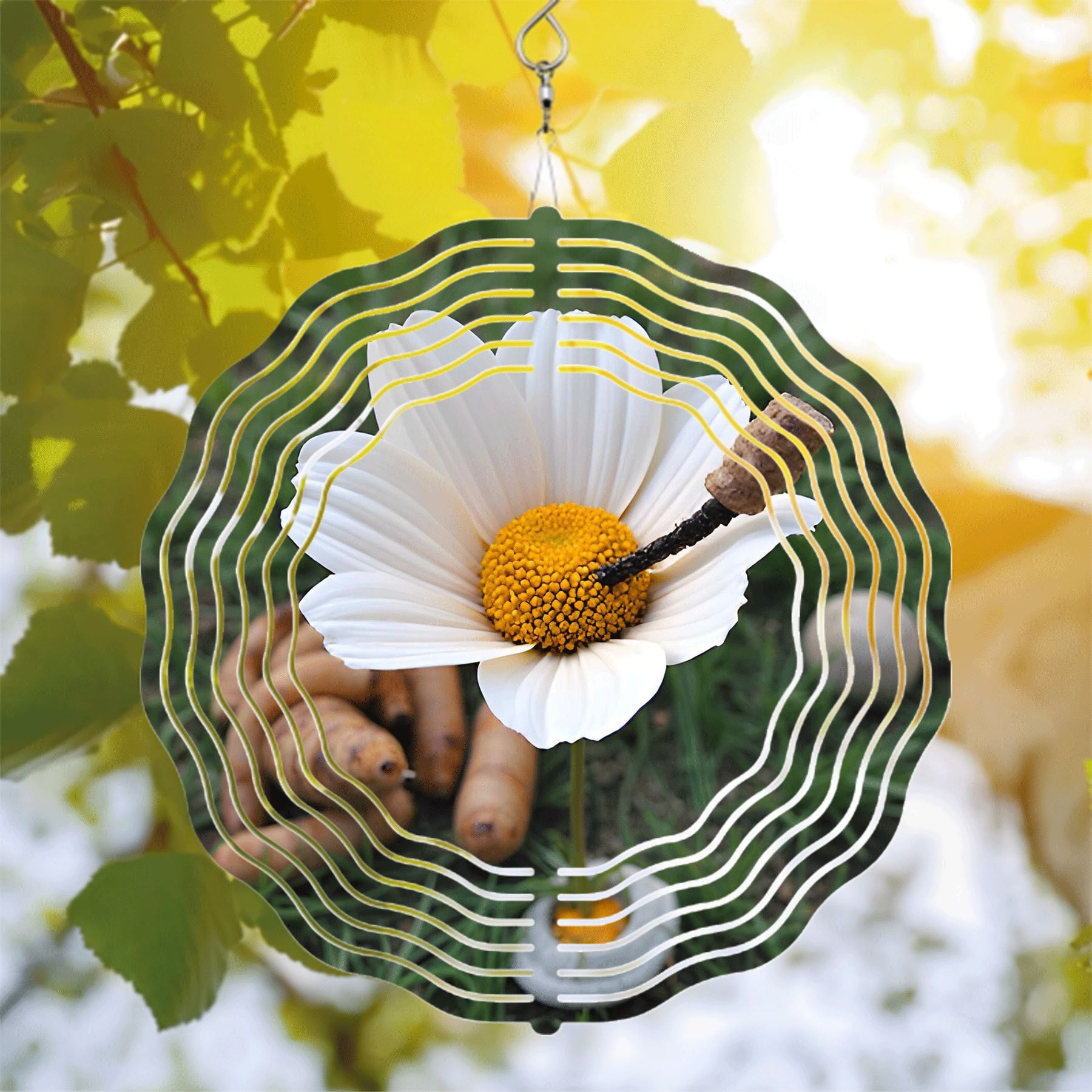 Elegant Metal Hanging Wind Spinner with Concentric Circular Pattern ...