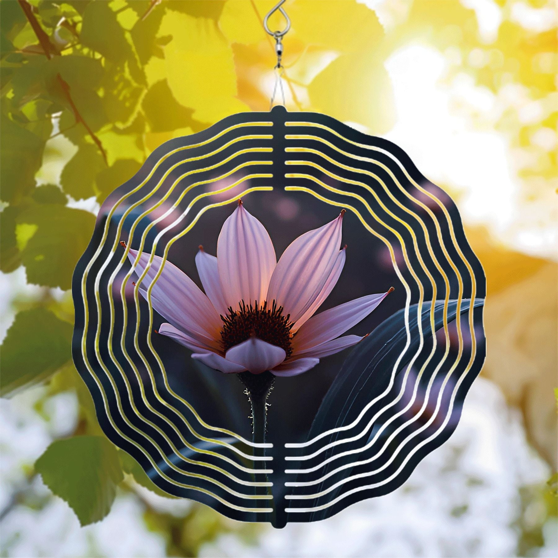 Elegant Metal Hanging Wind Spinner with Concentric Circular Patterns ...