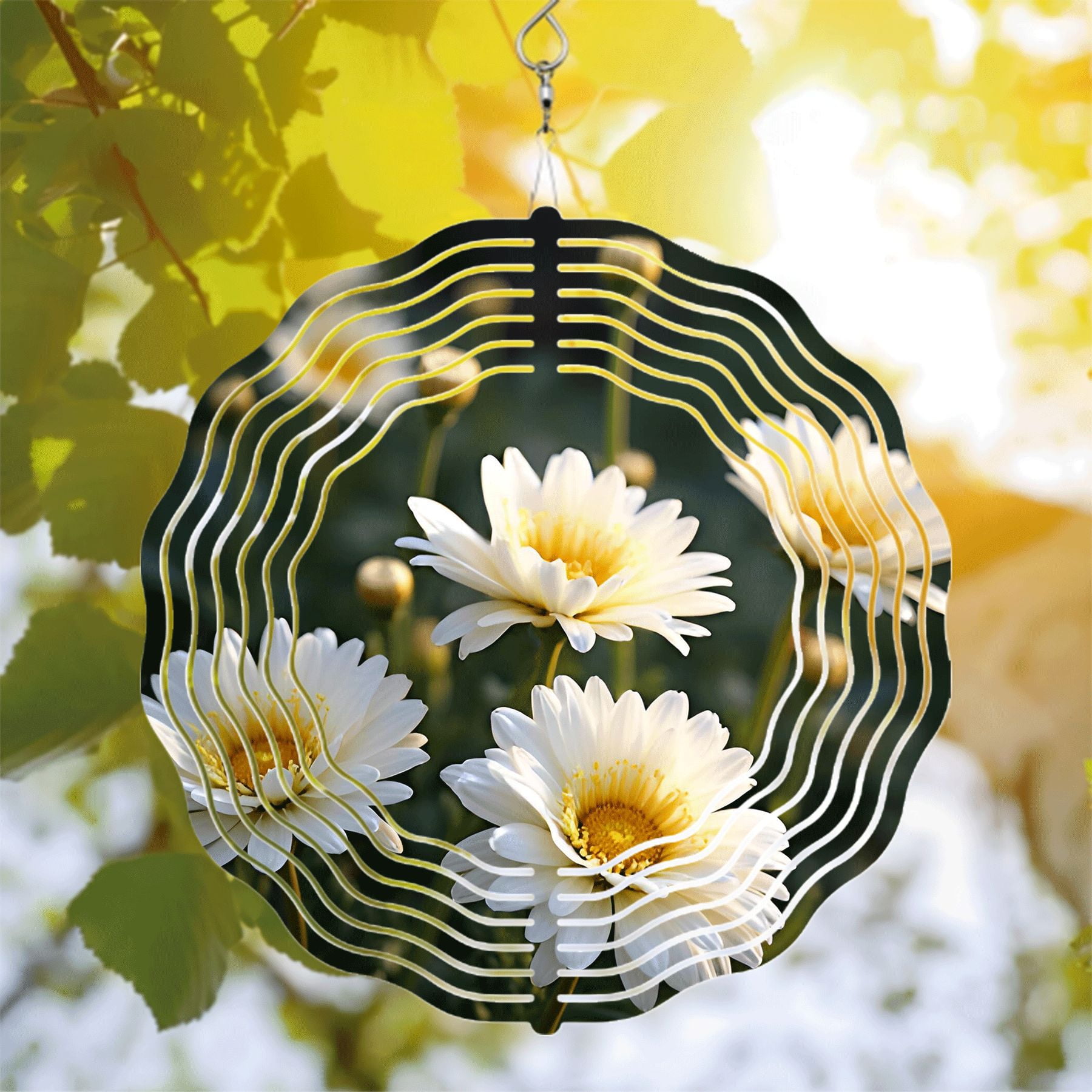 Elegant Metal Hanging Wind Spinner with Concentric Wave Patterns ...
