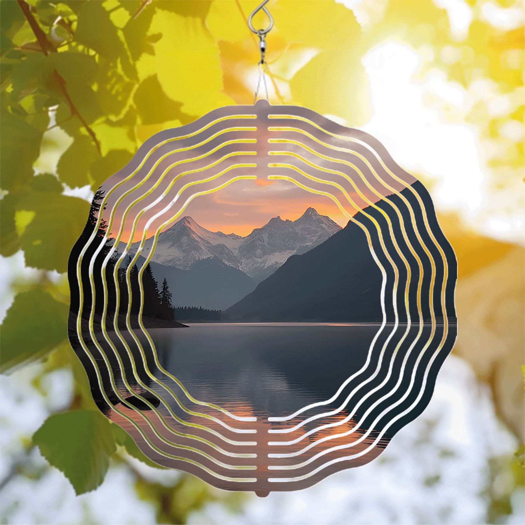 Elegant Metal Hanging Wind Spinner with Geometric Circular Design ...