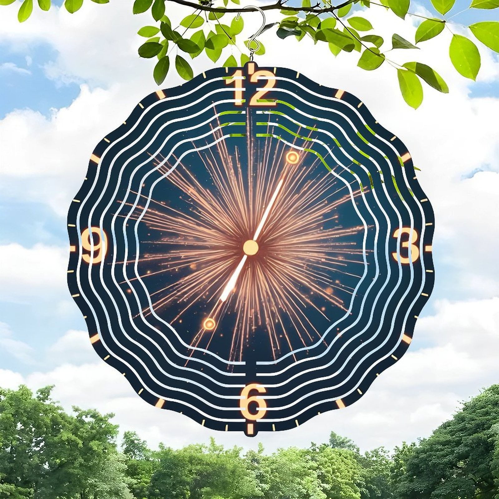 Elegant Metal Hanging Wind Spinner with Ripple Design - Unique Garden ...