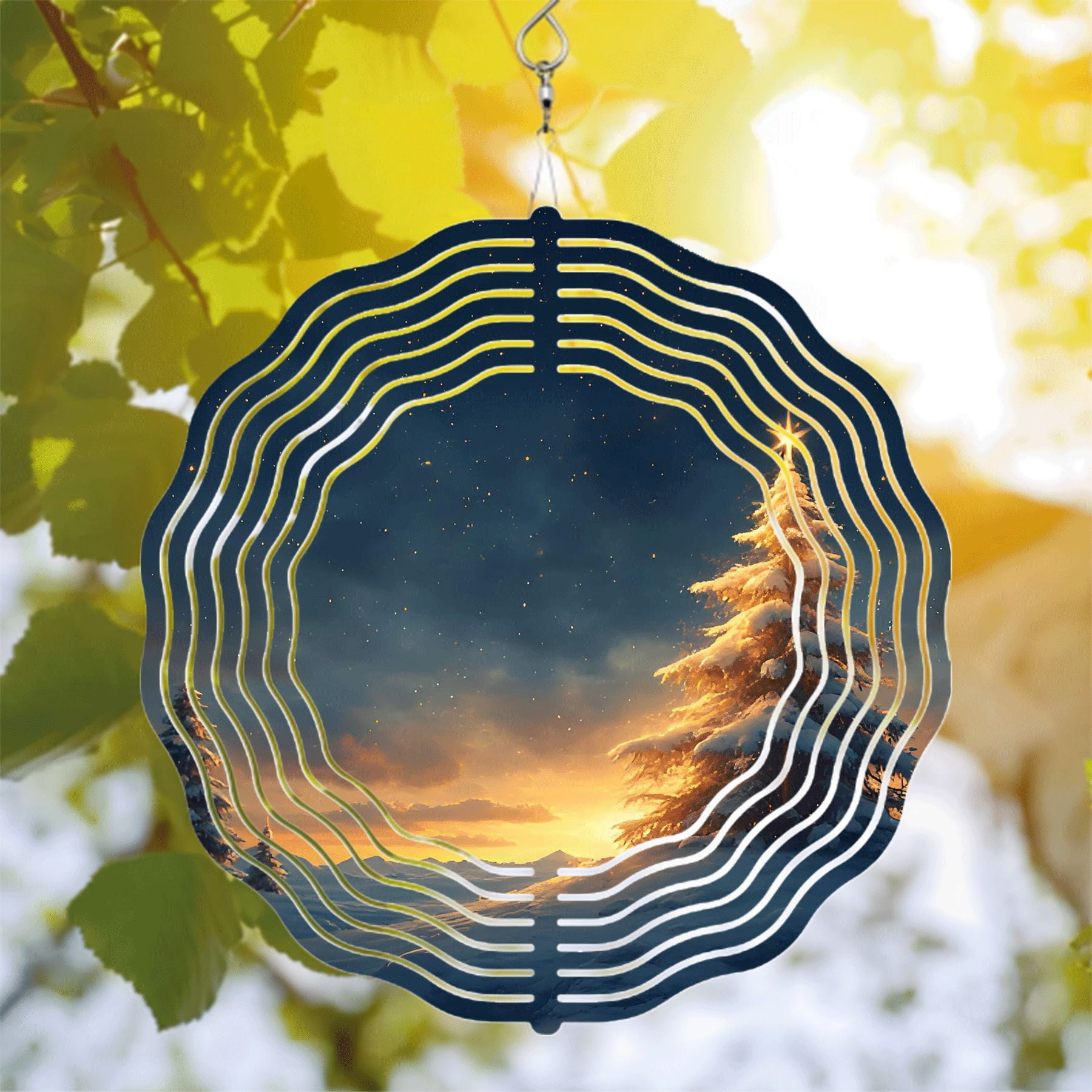 Elegant Metal Hanging Wind Spinner with Wave Patterns - Stunning Garden ...